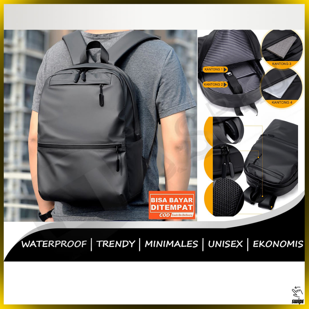 Jual Tas Ransel Anti Air Wateproof Backpack Minimalis Kampus Sekolah ...