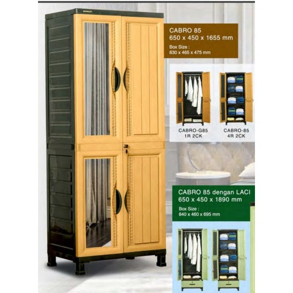 Jual lemari pakaian plastik napolly Cabro-85 1R 2CK 2 PINTU | Shopee ...