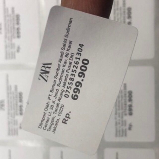 Jual ZARA PRICE TAG MIDLE CUT STIKER SUPER PREMIUM HARGA 1 LEMBAR ISI ...