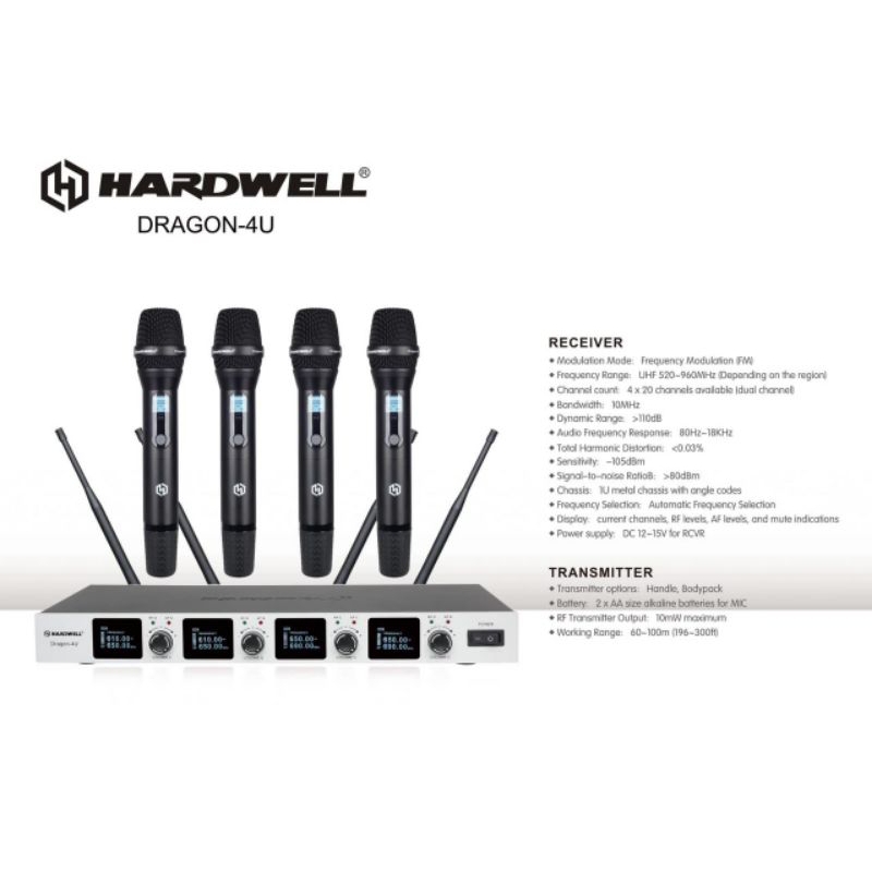 Jual Mic Microphone wireless Hardwell Dragon-4U mik Handheld | Shopee ...