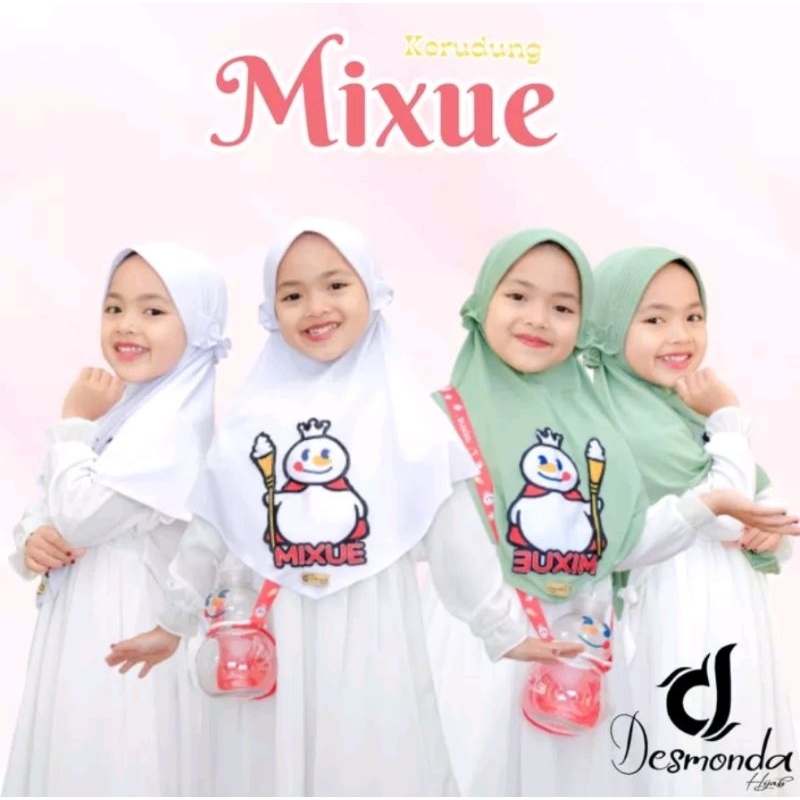 Jual Kerudung Karakter Mixue Buat Usia 3-7 Tahun Hijab Anak Viral ...