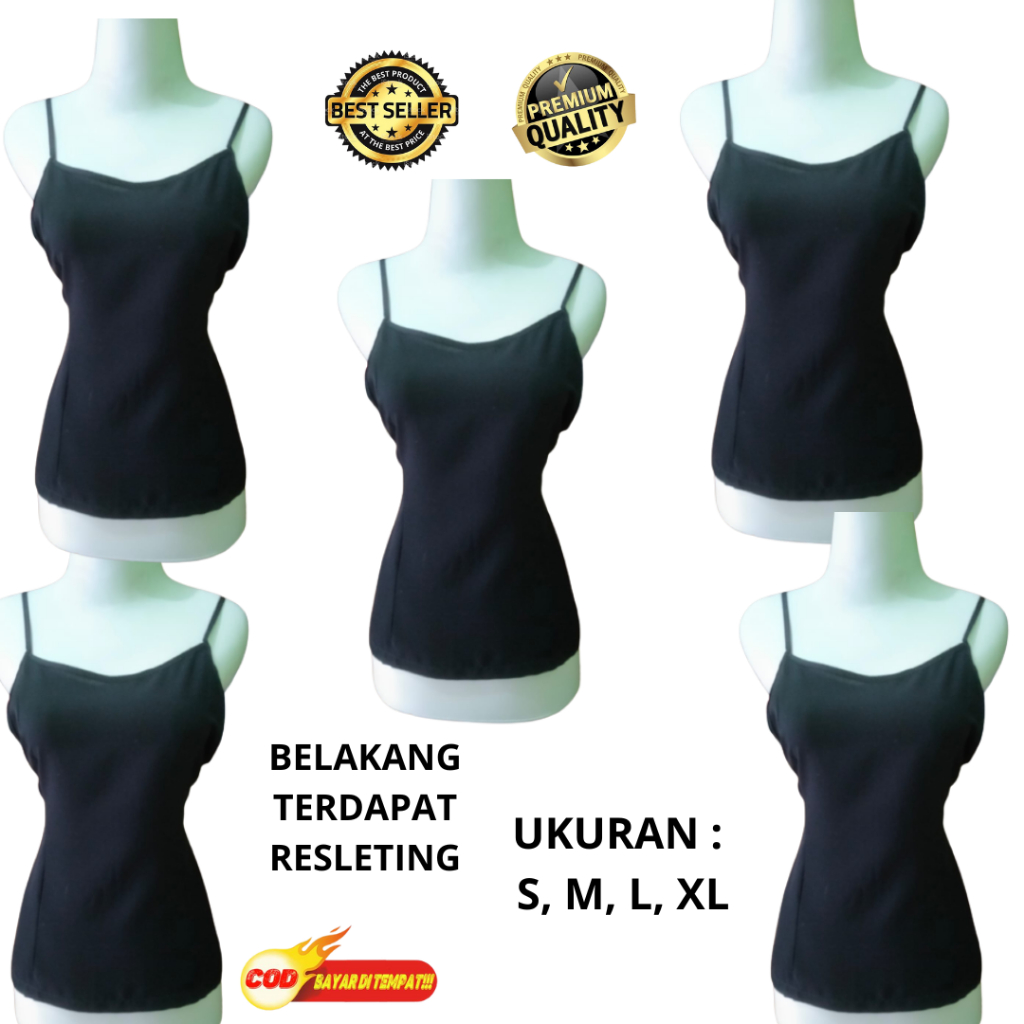 Jual TANKTOP WANITA/ DALAMAN BROKAT KEBAYA/ KAMISOL WARNA HITAM SATIN ...