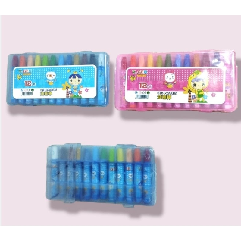 Jual Selusin Crayon Oil Pastel karakter kemasan kotak krayon isi 12 ...