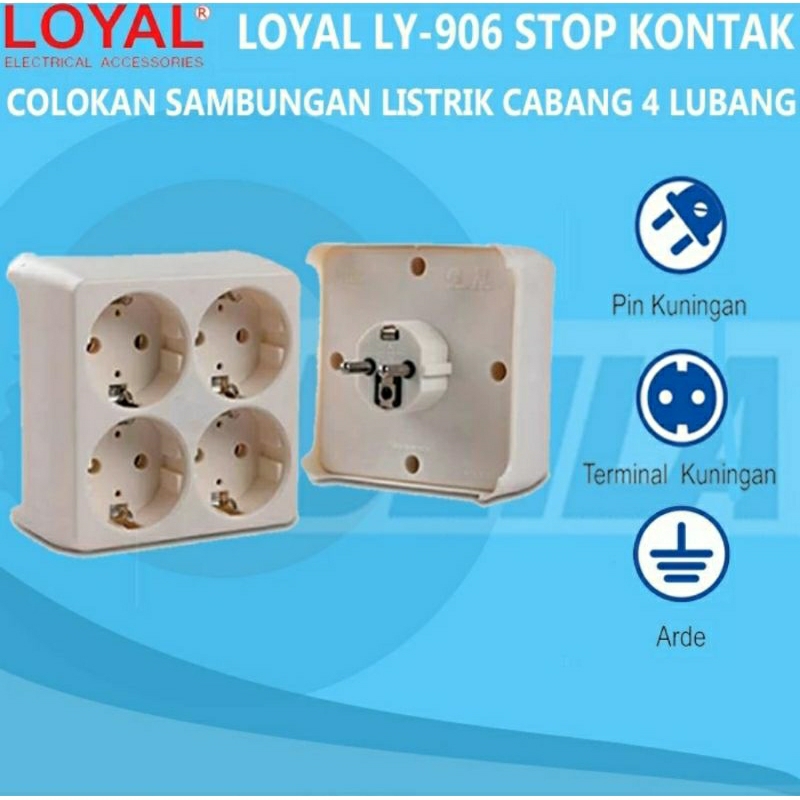 Jual Stop kontak 4 Lubang Steker Colokan 4 in 1 Loyal LY-906 Yunior ...