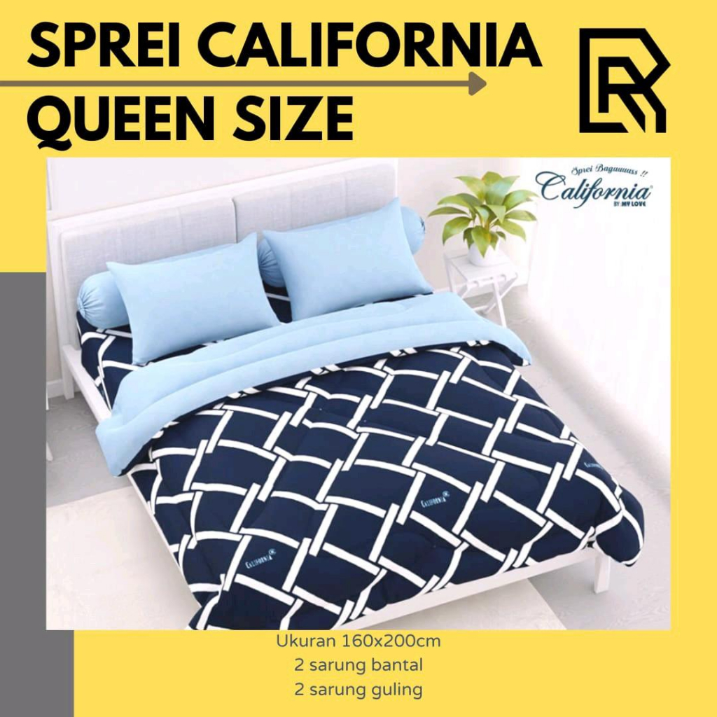 Jual SPREI CALIFORNIA UKURAN 160X200 (QUEEN SIZE) | Shopee Indonesia