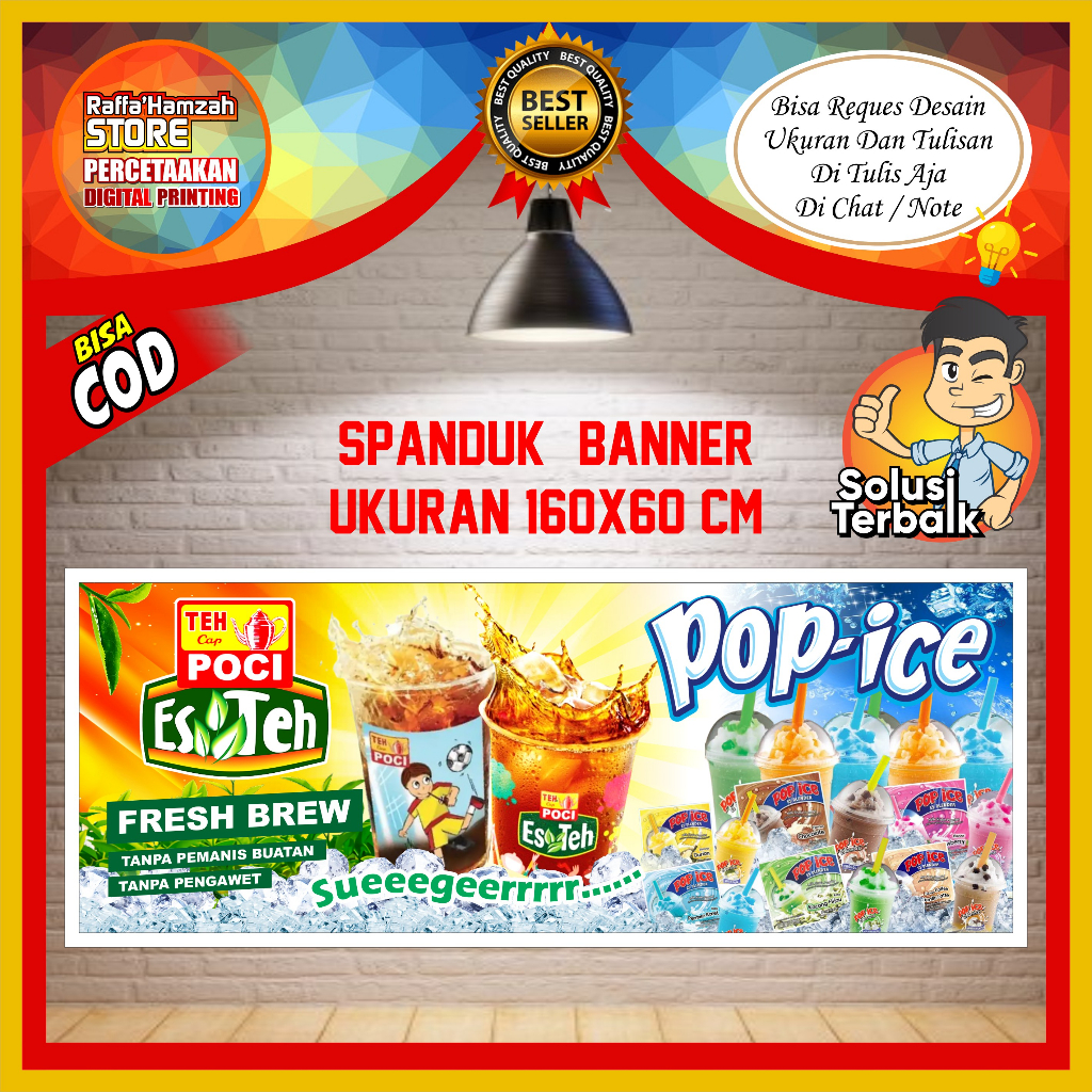 Jual Size 60x160 Cm, Spanduk Banner Minuman Teh Poci & Pop Ice | Shopee ...