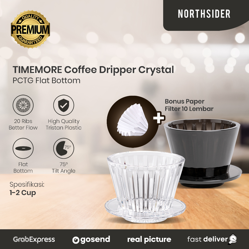 Jual Timemore wave coffee dripper kopi B75 crystal eye pctg 1-2 cups ...