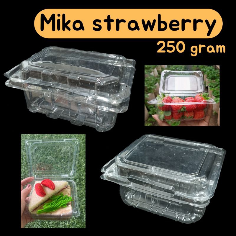 Jual [KELIPATAN 25 PC] Mika strawberry 250 mika buah kotak buah mika ...