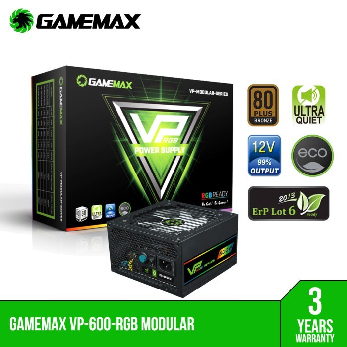 Jual PSU Gamemax VP-600 RGB MODULAR Performance Gaming 80+ Bronze VP600 | Shopee Indonesia