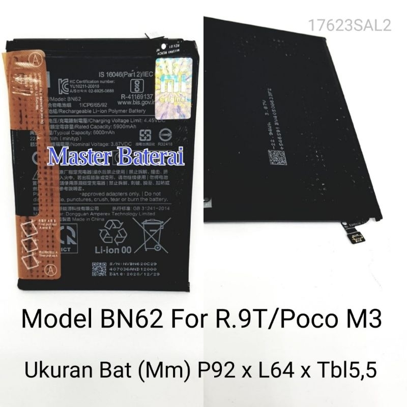 Jual BN62 Baterai Xiaomi Redmi 9T/Poco M3 xioami Xiaomi Kode Batrai BN ...