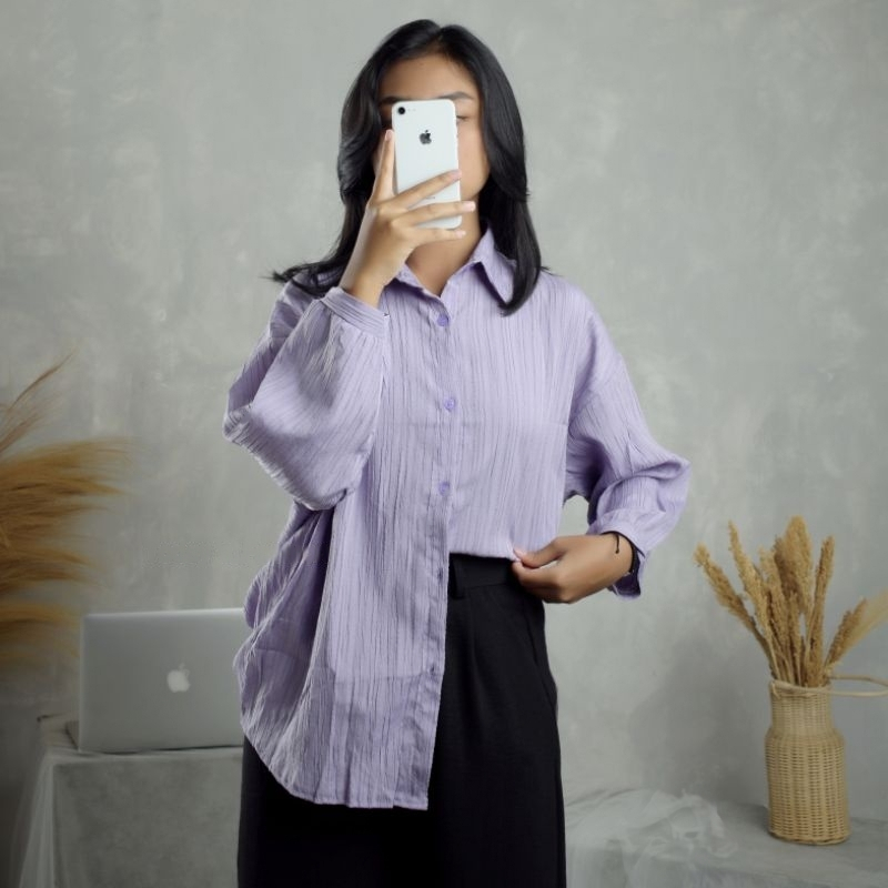 Jual Harri Shirt Basic Lady Crush Kemeja Wanita Oversize | Shopee Indonesia