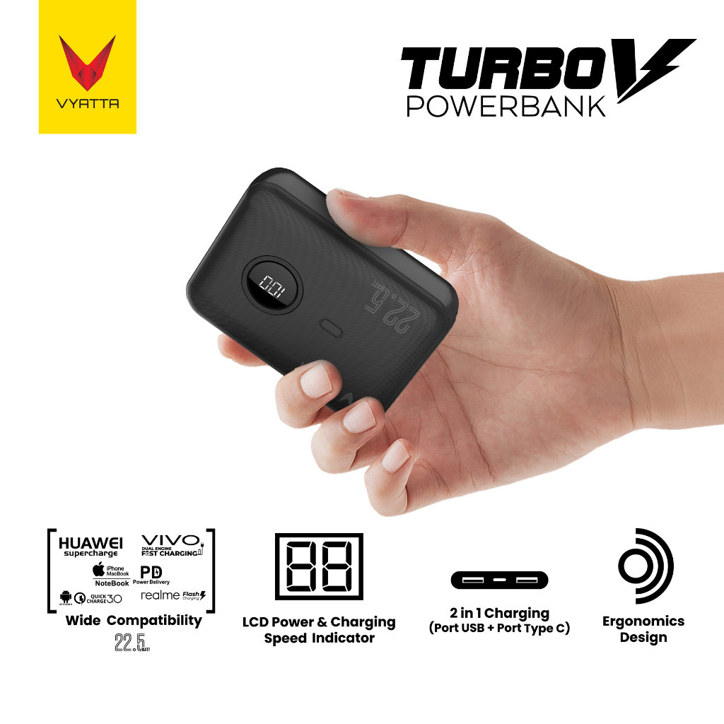 Jual VYATTA TURBO V POWERBANK POWER BANK 22,5W VOOC PD IPHONE SAMSUNG ...