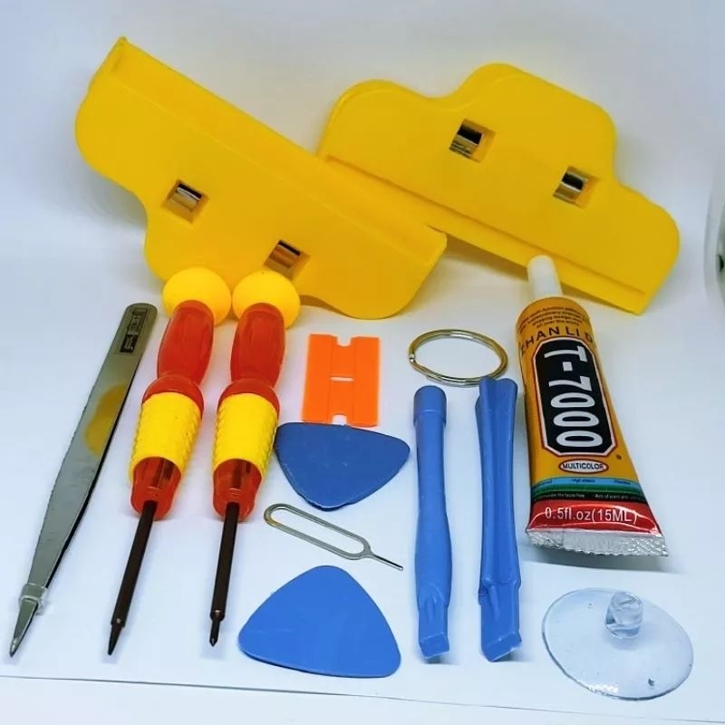 Jual PAKET LENGKAP OBENG SET REPARASI HANDPHONE PLUS LEM LCD T7000 ...