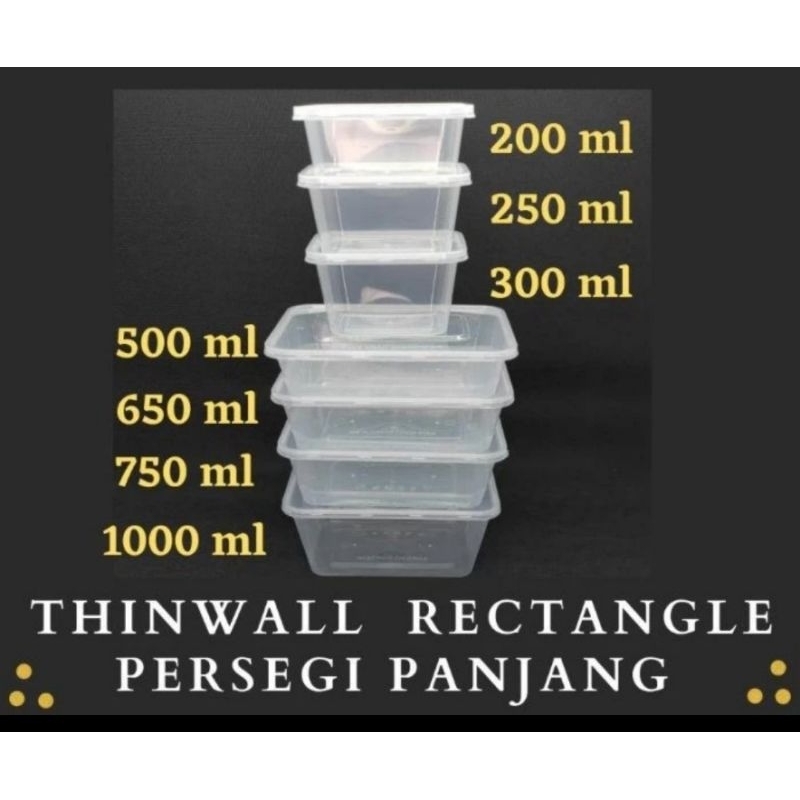 Jual Thinwall Rectangle, Thinwall Kotak 200ml , 250ml , 300 ml. Thinwall Plastik Kotak Harga per ...
