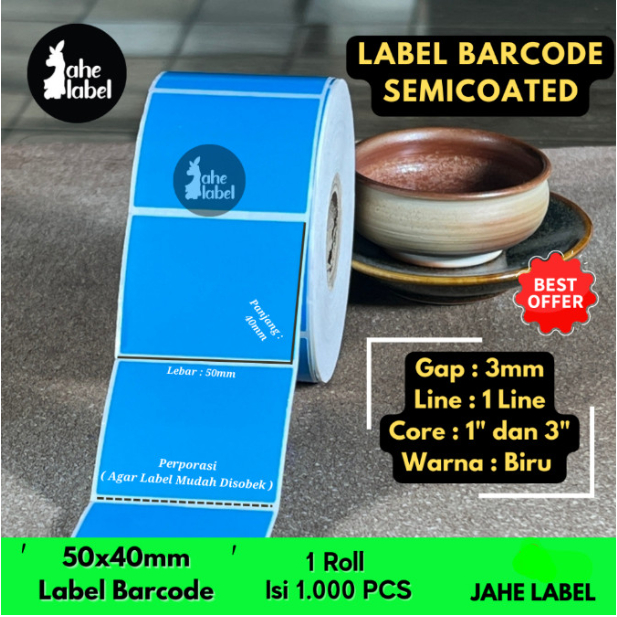 Jual LABEL STIKER BARCODE 50x40 MM LABEL SEMICOATED 5 x 4 CM BLUE ...