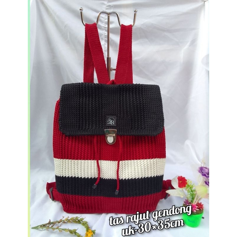 Jual tas rajut milenial ransel model combinasi warna / tas gendong ...