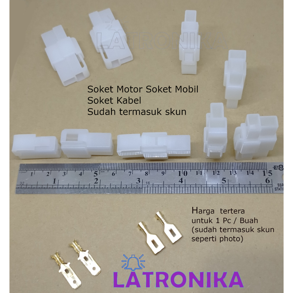 Jual Soket Motor Mobil 2 Pin Besar + Skun Socket 2Pin Konektor Kabel 2P ...