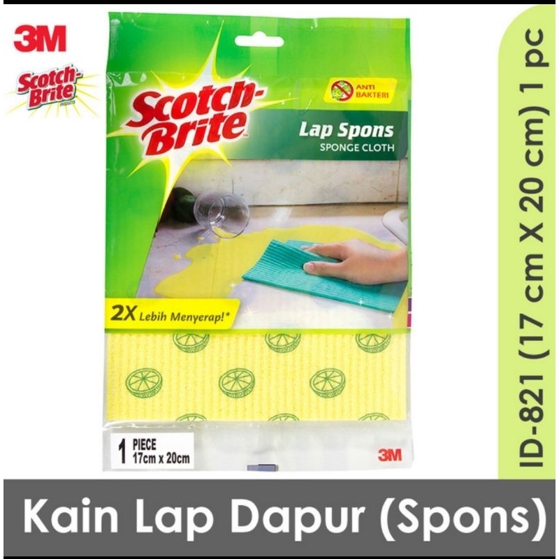 Jual Scotch Brite 3m lap spons sponge lap dapur meja lantai ID 821 ...