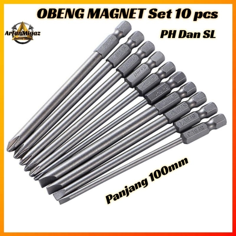 Jual 10pcs Mata Obeng Magnet Presisi Shank 1/4 PH, SL Steel Slotted ...