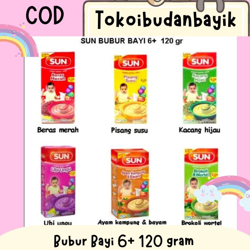 Jual SUN BUBUR BAYI 6+ RASA PISANG/KACANG HIJAU/UBI UNGU/BERAS MERAH ...