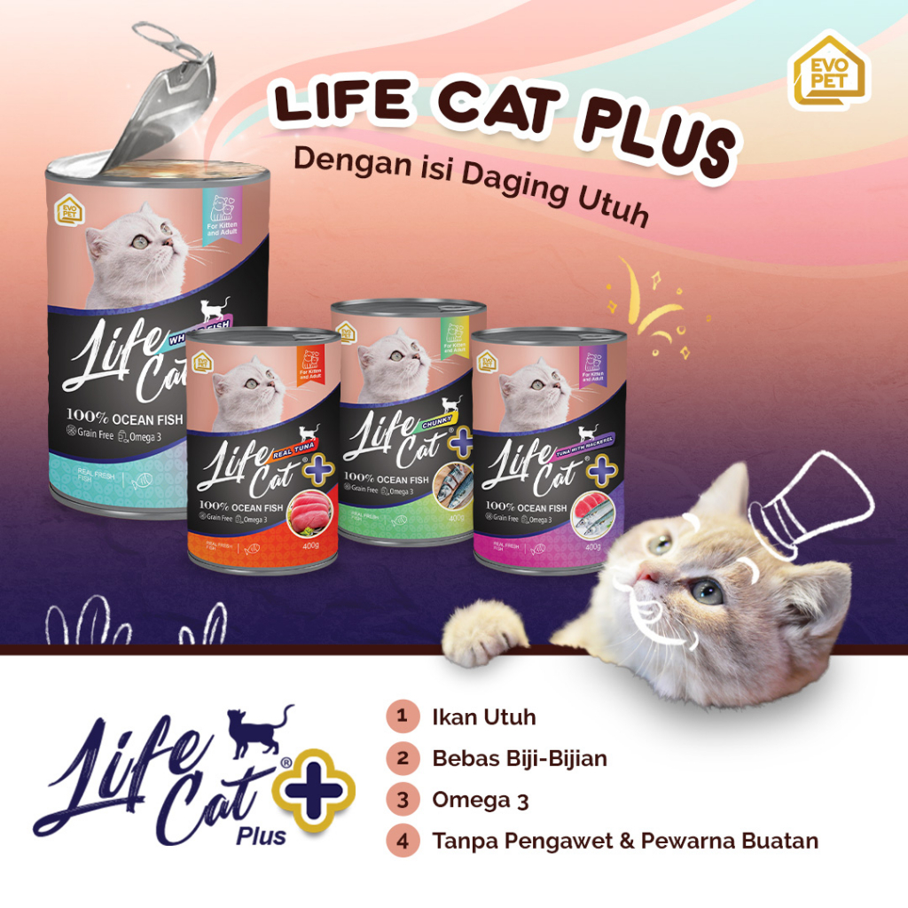 Jual LIFE CAT PLUS KALENG 400 GRAM | Shopee Indonesia