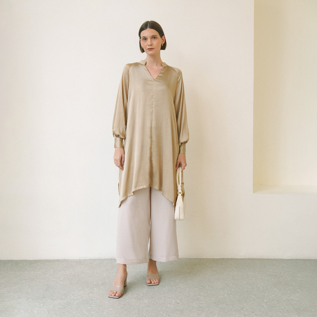 Jual Queensland Blouse Tunik Muslim Lengan Panjang LIN000267Q Ivory ...