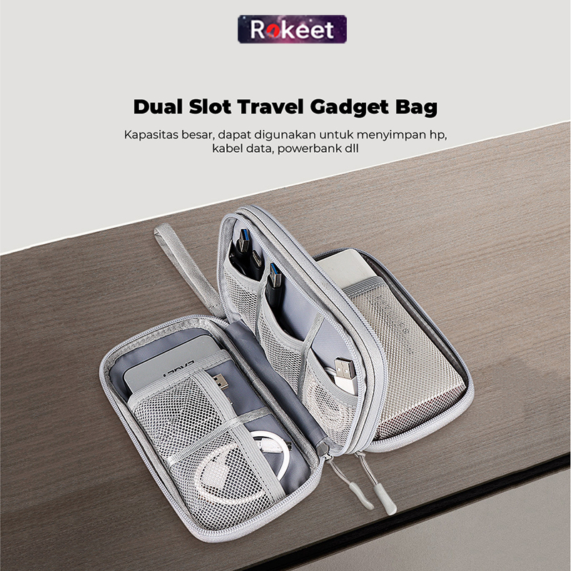 Jual Rokeet Pouch HP Tas Gadget Travel Organizer Pouch Powerbank Anti ...