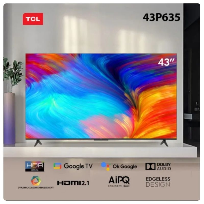 Jual TV TCL 43Inch Google TV 43P635 Smart TV 43 in 4K UHD | Shopee ...
