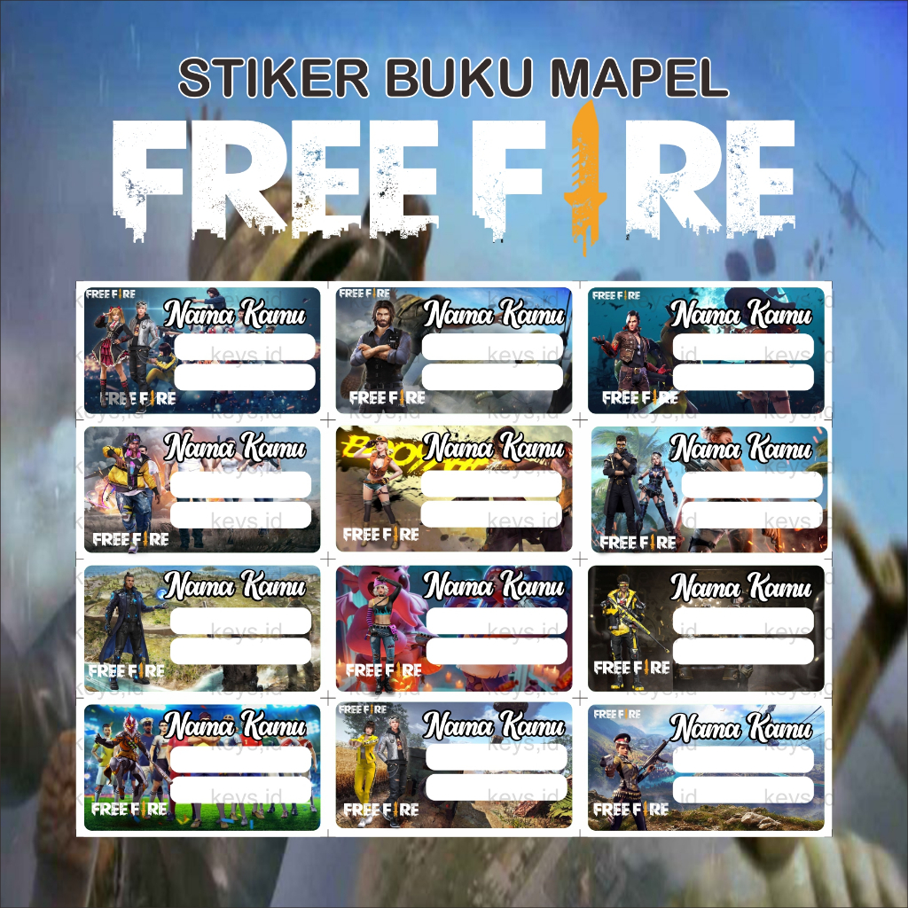 Jual STICKER STIKER LABEL BUKU MAPEL FREEFIRE, STIKER LABEL NAMA BUKU ...