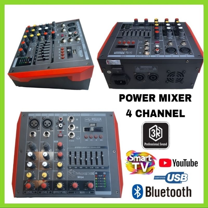 Jual POWER MIXER 3R 4 CHANNEL Buat Speaker 10,12,15 Inch, Karaoke Smart tV | Shopee Indonesia