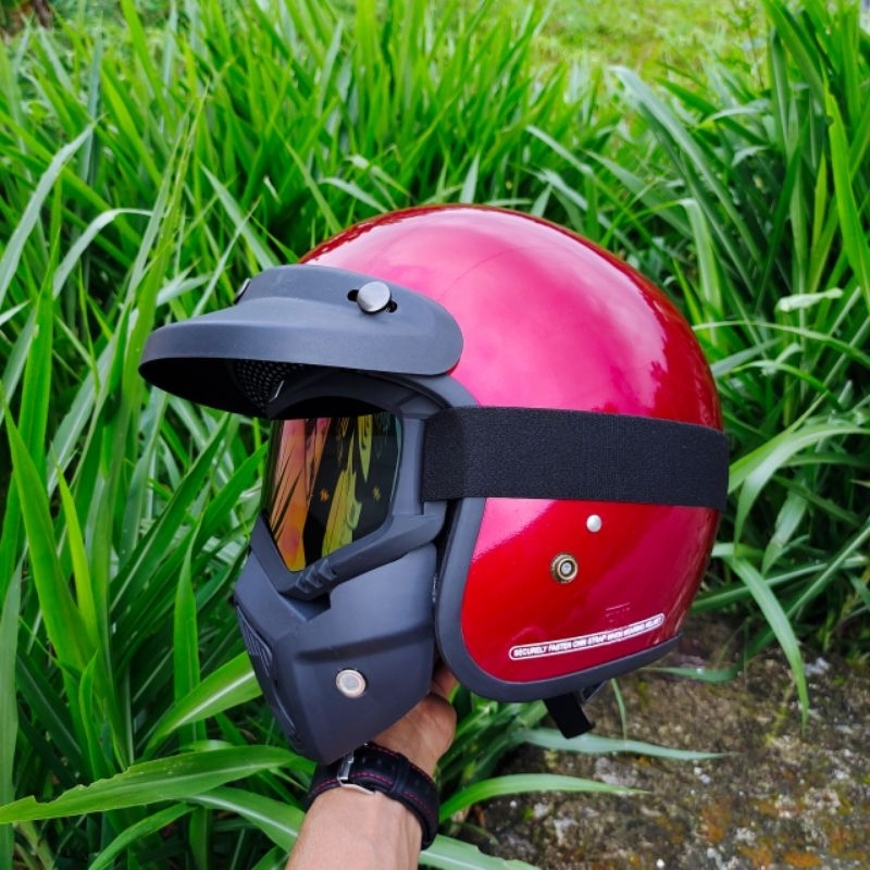 Jual HELM BOGO DEWASA GOGLE MASK RETRO | Shopee Indonesia
