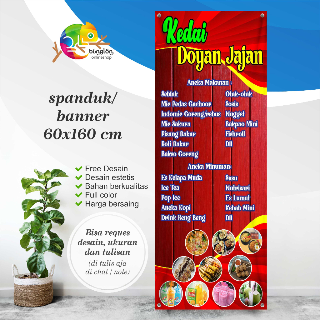 Jual MMT 60x160 Cm Spanduk Banner Kedai Jajanan, Warung Jajan | Shopee ...