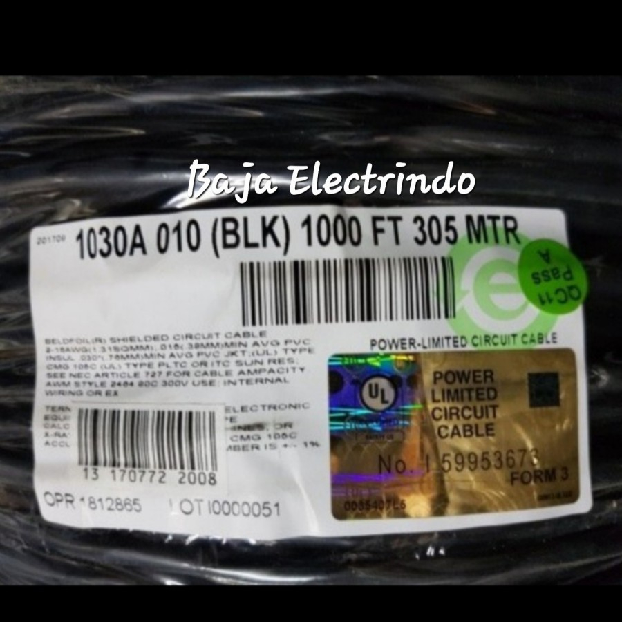 Jual Kabel STP 1Pair 16Awg BELDEN 1030A @305m 1 pair 16 awg Kabel Shielded Twisted Pair 2x1.5 mm ...