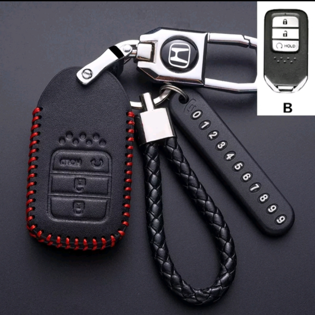 Jual gantungan kunci sarung case cover kulit remote keyless mobil honda ...
