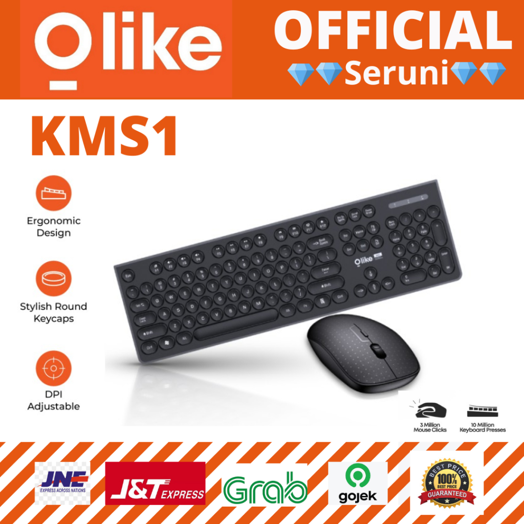Jual OLIKE KMS1 KEYBOARD + MOUSE WIRELESS COMBO ERGONOMIC DESIGN | Shopee Indonesia