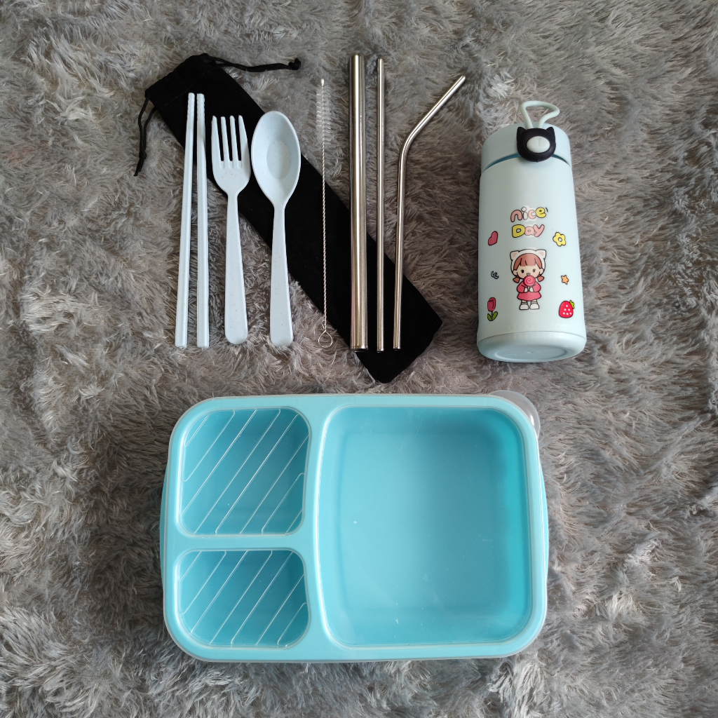 Jual [10in1 Wheat] Paket Lunch Box, Botol Nice, Cutlery Set, dan ...
