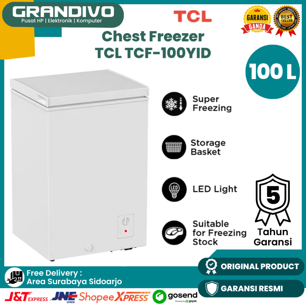 Jual Freezer TCL 100 Liter Box Freezer TCL TCF 100YID Garansi Resmi TCL ...
