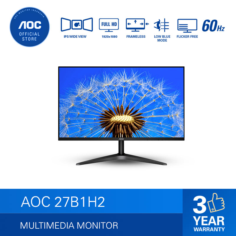 Jual Monitor LED AOC 27B1H2 Ultra Slim Monitor 27" IPS FHD 100Hz HDMI ...