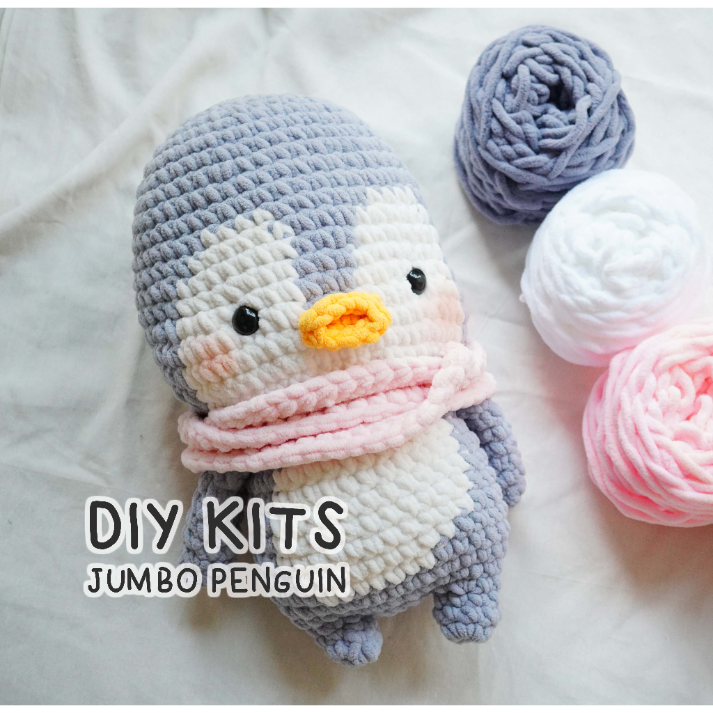 Jual Paket Rajut DIY KITS JUMBO PENGUIN chenille yarn 40 cm | Shopee ...