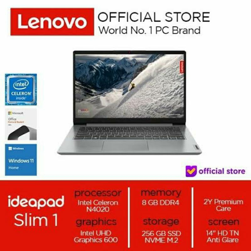 Jual LENOVO SLIM 1 INTEL N4020 8GB SSD256GB WINDOWS OFFICE ORIGINAL ...