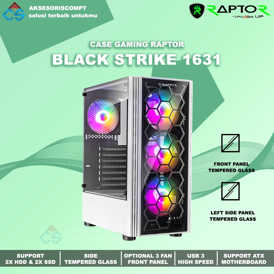 Jual Casing Gaming PowerUp Raptor 1631 White - Casing Gaming | Shopee ...