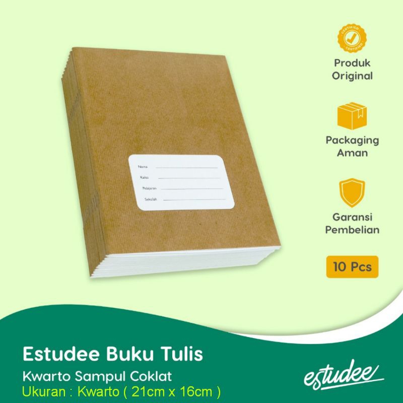 Jual Buku Tulis Estudee A5 Kwarto 58 Sampul Coklat Isi 10 | Shopee ...