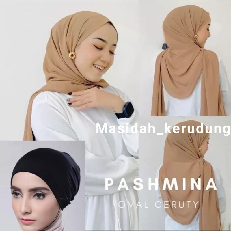 Jual Pashmina oval ceruty plus Ciput arab(couple) | Shopee Indonesia