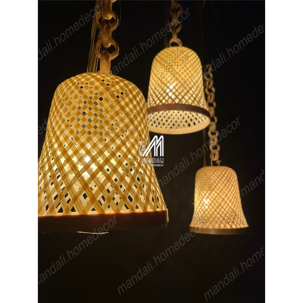 Jual Kap Lampu Gantung Bambu Lampu Dekorasi Model Lonceng Kerajinan ...