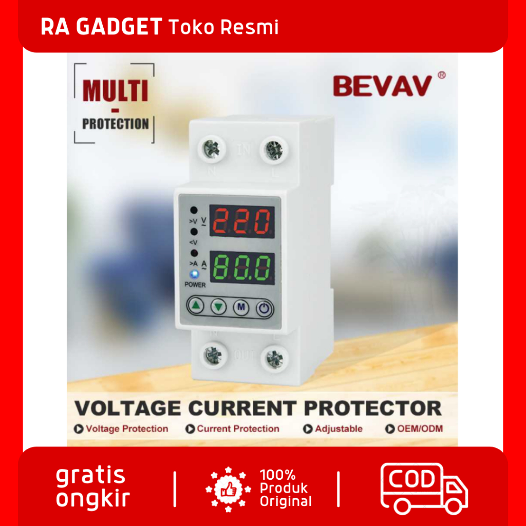 Jual MCB Digital Din Rail Over Voltage Current Protector 220V 40A ...
