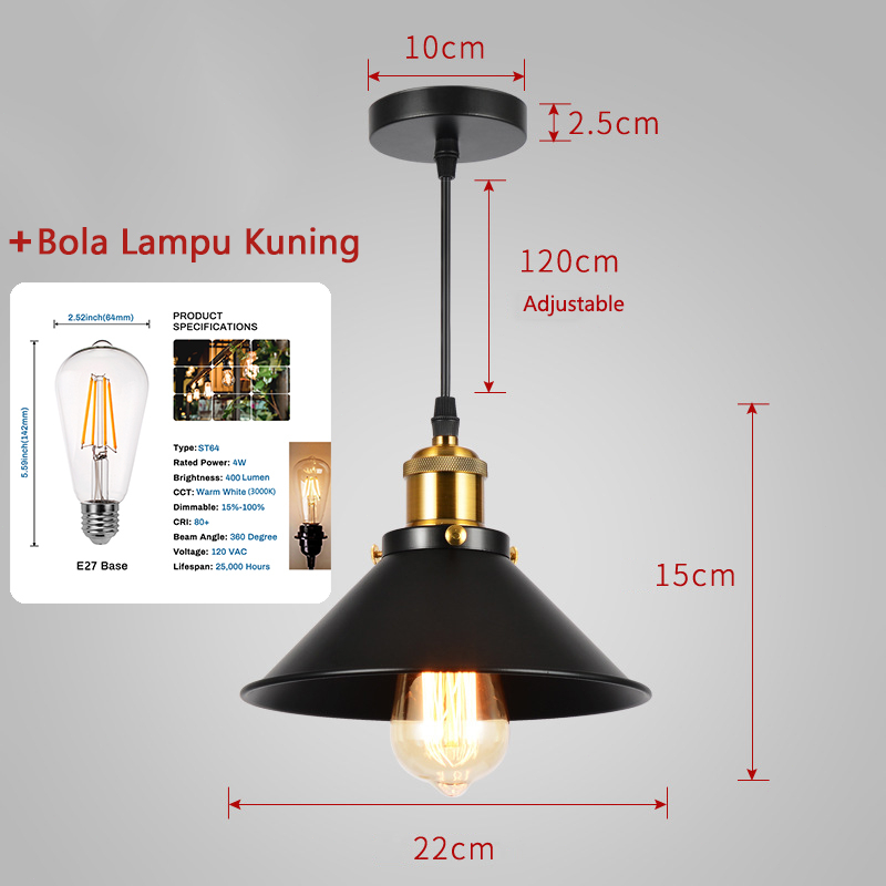 Jual Lampu Gantung Retro Minimalis Lampu Gantung Modern Cocok Untuk Restoran/Cafe/Toko Lampu ...