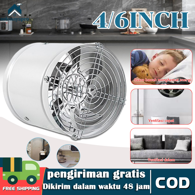 Jual Metal Inline Duct Fan Booster Exhaust Blower Air Cooling Vent 220V ...