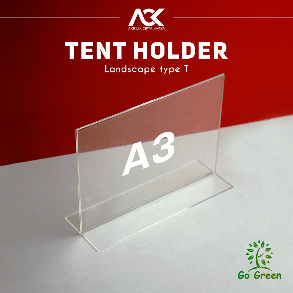 Jual Tempat Brosur Meja Akrilik A3 T Type / Acrylic Tent Card Holder A3 ...