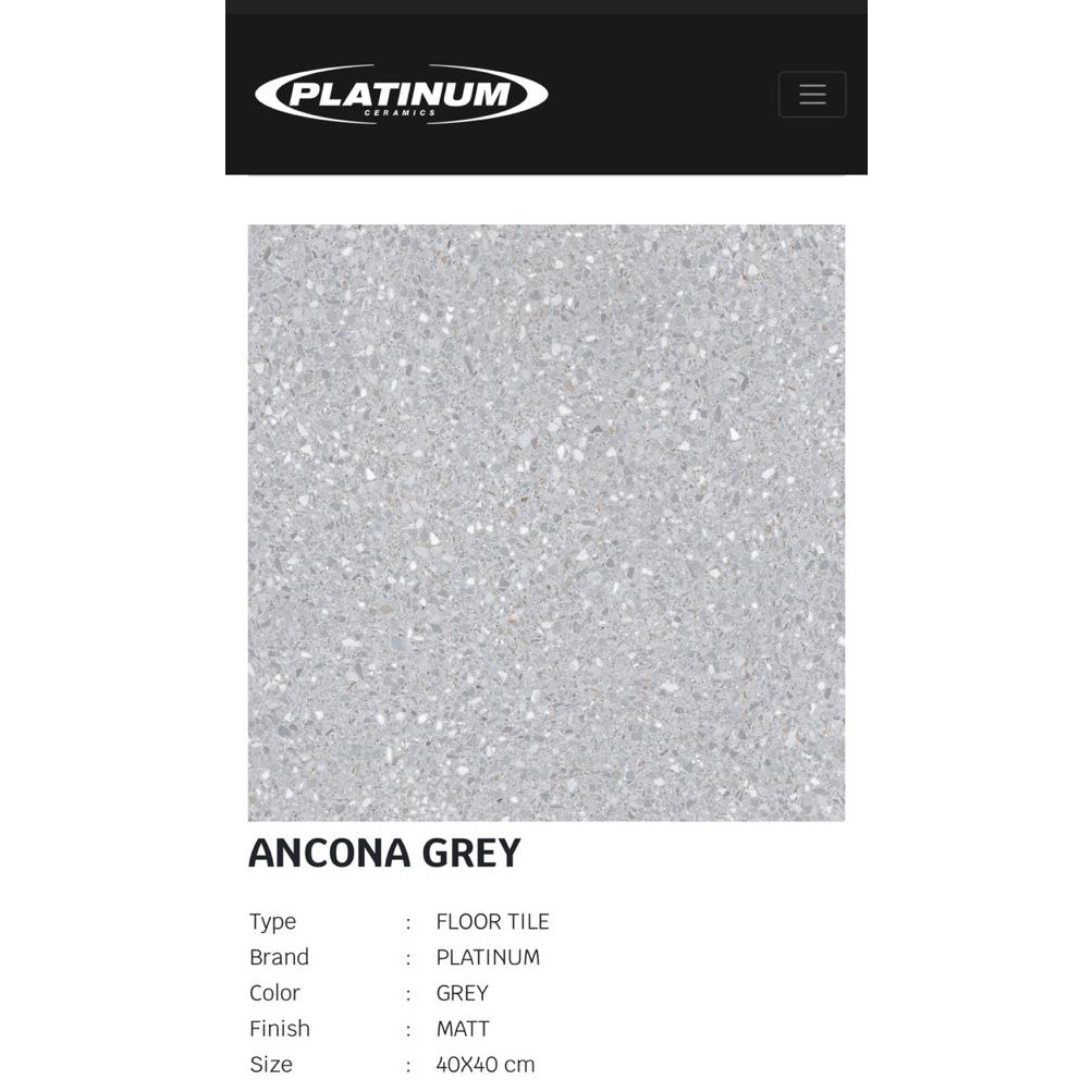 Jual KERAMIK PLATINUM 40X40 ANCONA GREY MATT | Shopee Indonesia