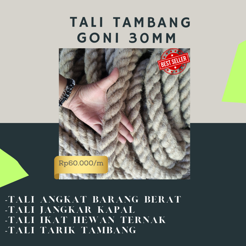 Jual Tali tambang goni 30mm meteran - tali tarik tambang/tali hewan ...